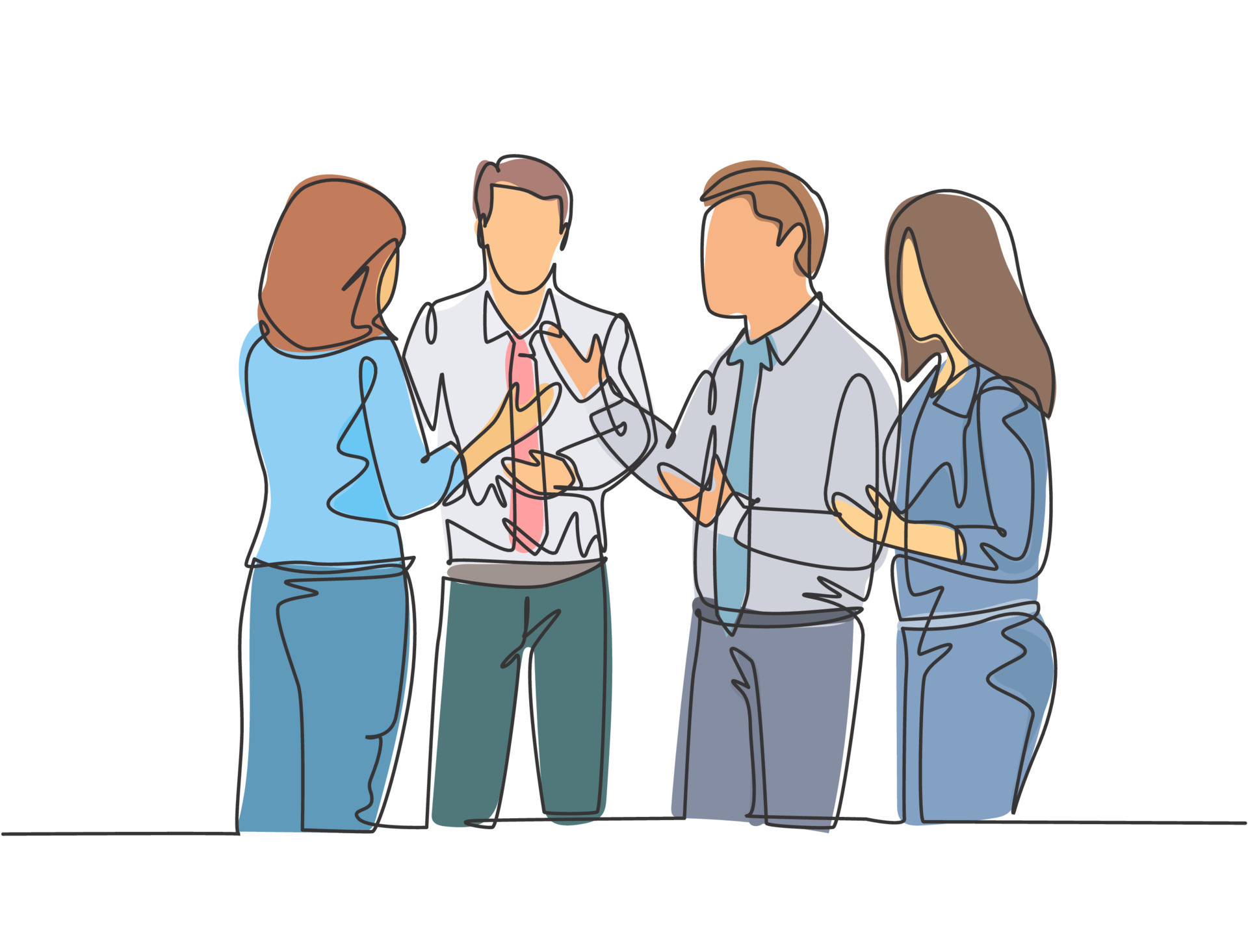 One single line drawing of project manager explain company business ... One single line drawing of project manager explain company business ...