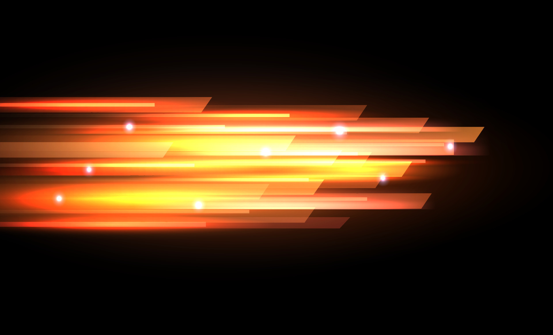 Abstract speed technology. orange light trails with motion effect, long exposure. Modern ...