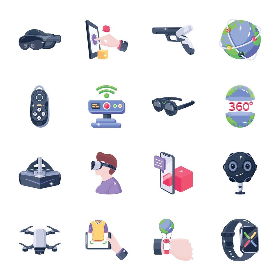 Bundle of 2D Style Icons Depicting Virtual Technology 20613395 Vector ...