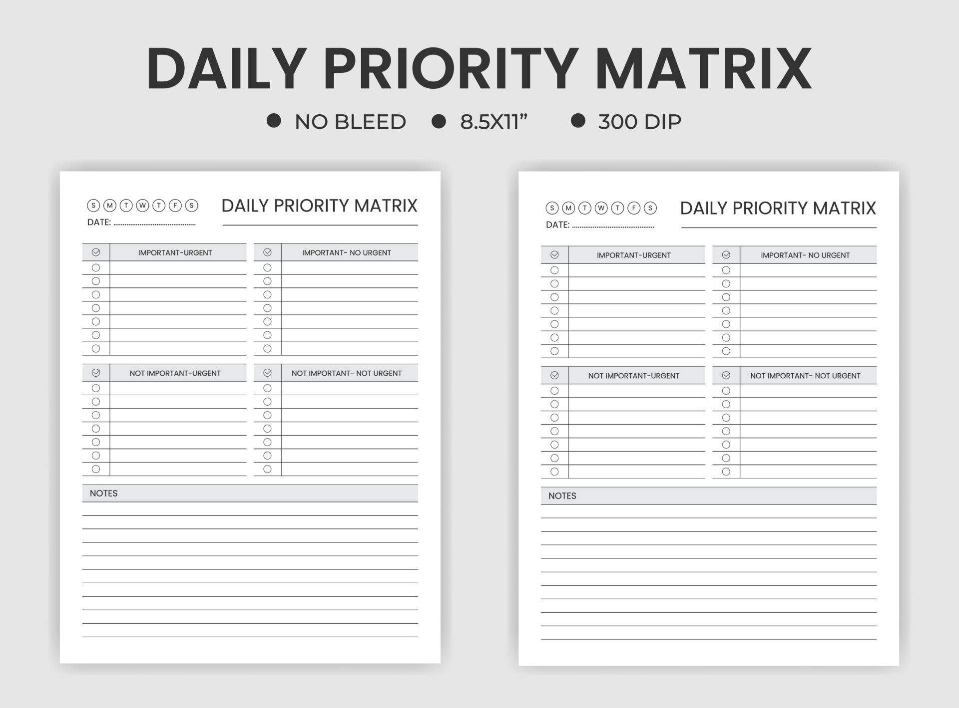 Daily priority matrix planner or logbook 20614504 Vector Art at Vecteezy