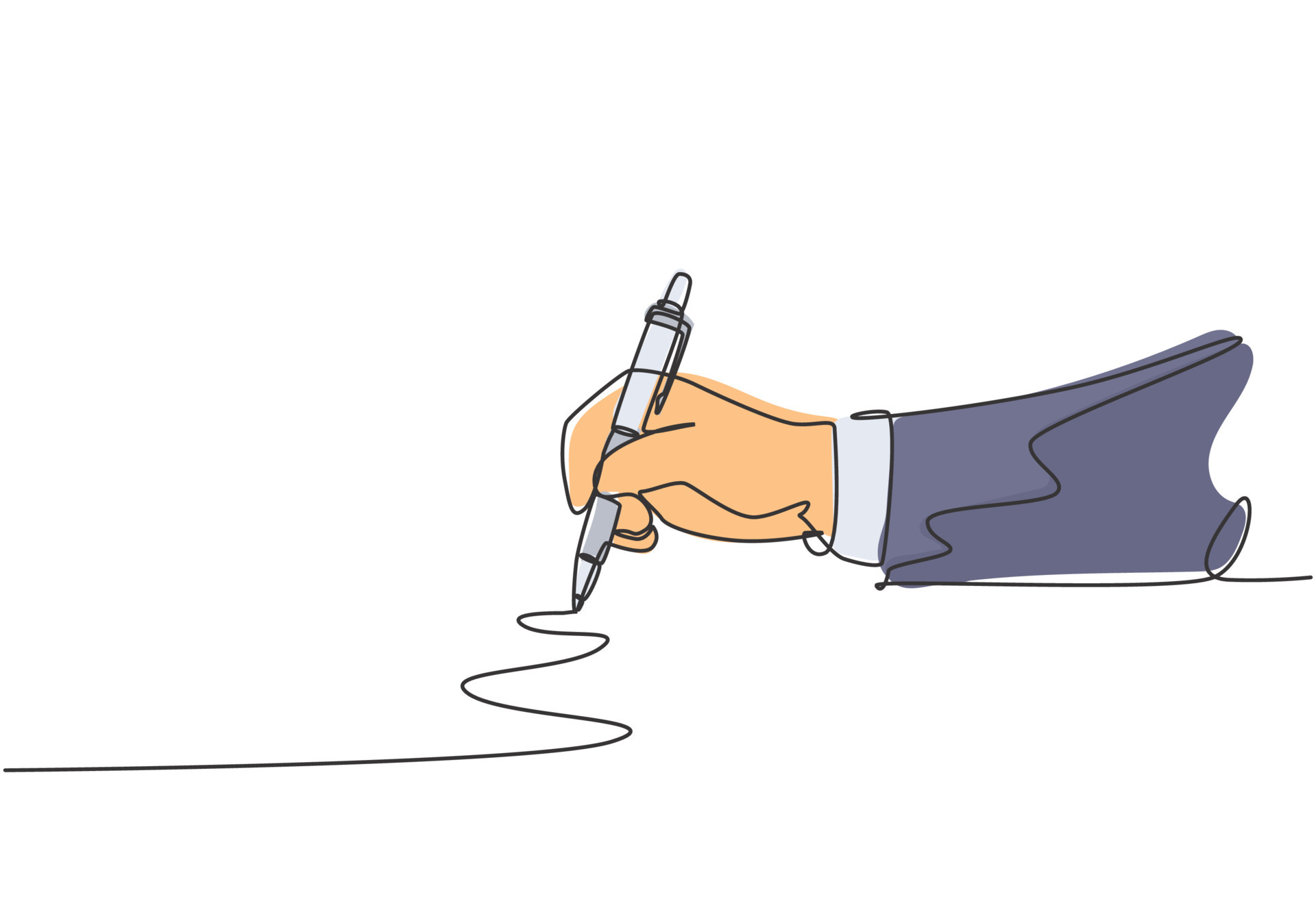 Single Continuous Line Drawing Of Hand Gesture Drawn Straight Zig Zag Line Write Long Zigzag