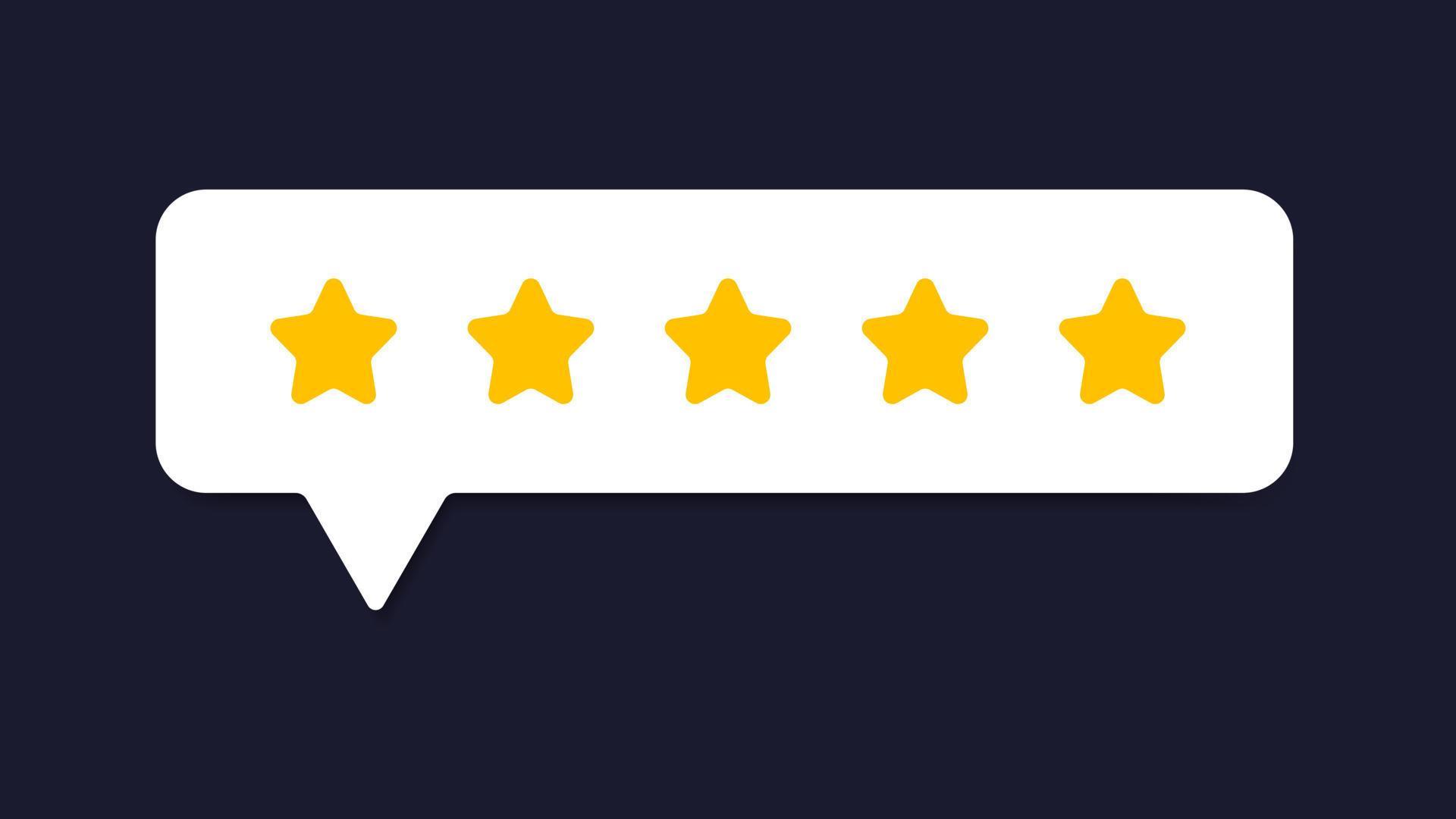 Five star rating vector illustration in flat style design isolated on background. Feedback ...