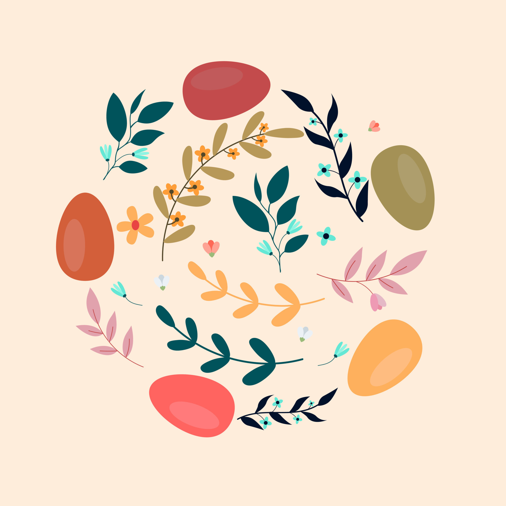 Easter boho leaves with eggs. vector illustrator 20628941 Vector Art at ...