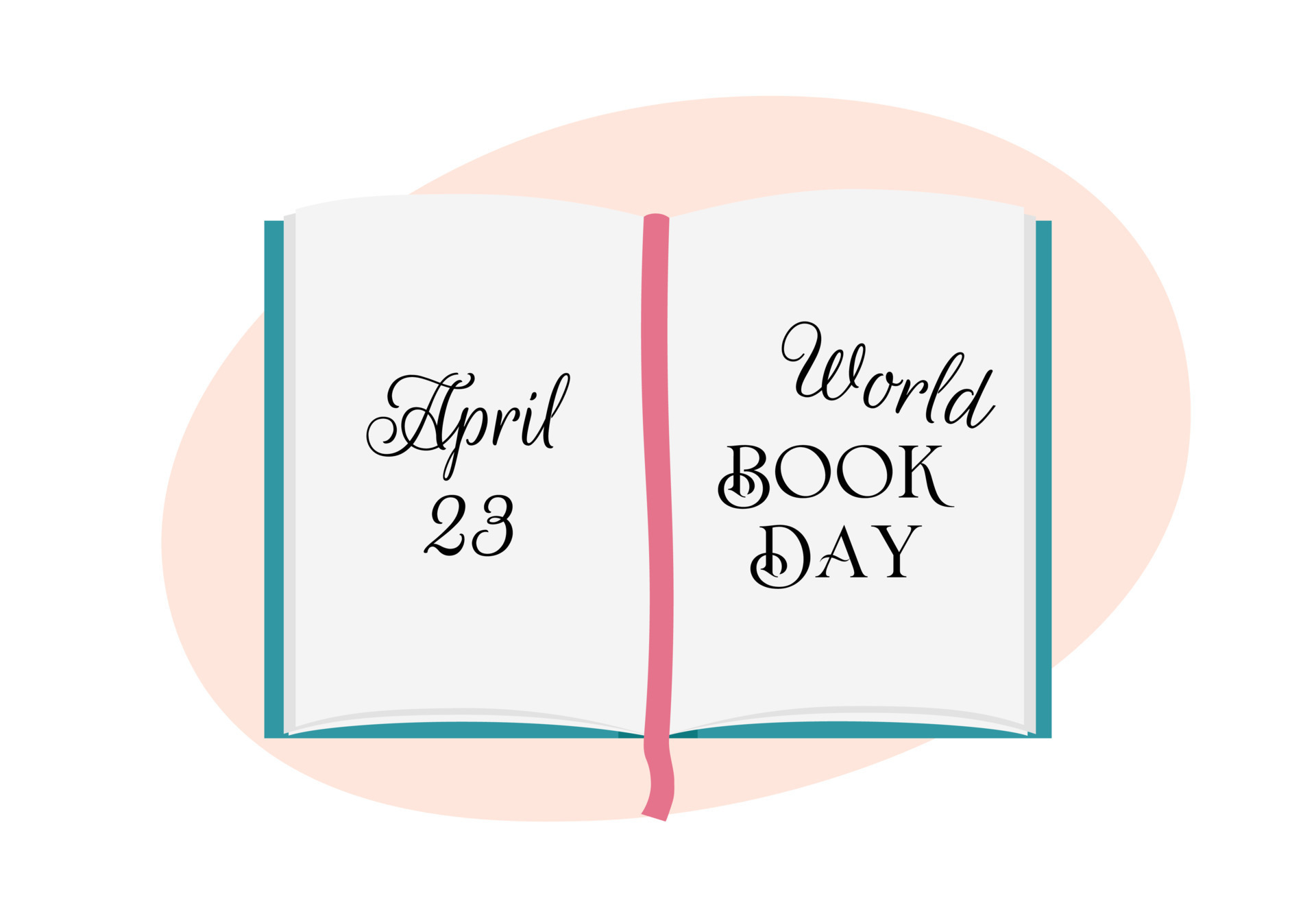 World Book Day. April 23 celebration. Open book and text. Vector flat ... World Book Day. April 23 celebration. Open book and text. Vector flat ...