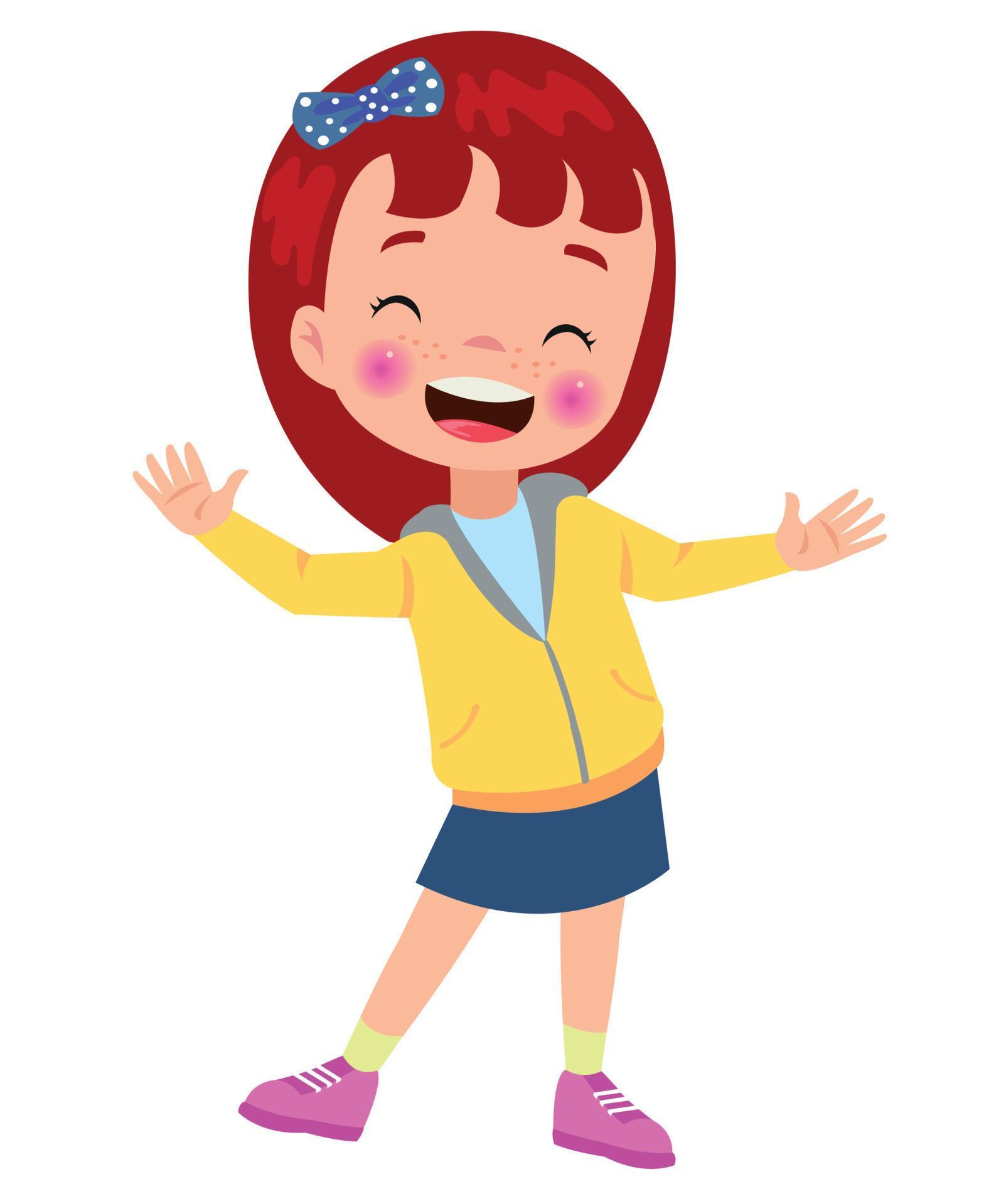 tiny and cute girl waving 20629389 Vector Art at Vecteezy