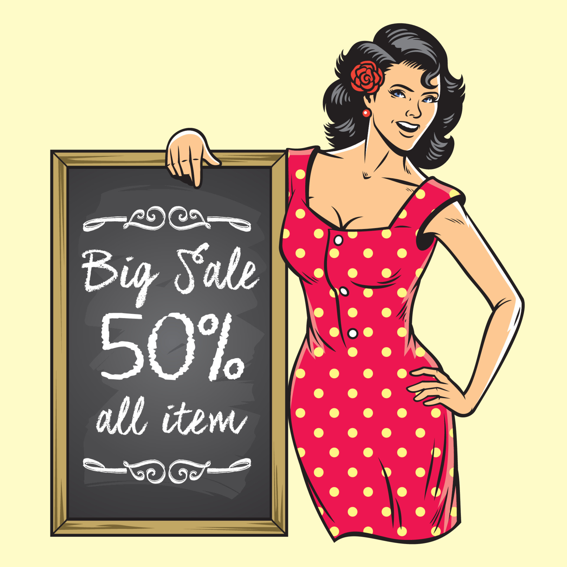 beautiful vintage girl lean on the blackboard 20630436 Vector Art at ...