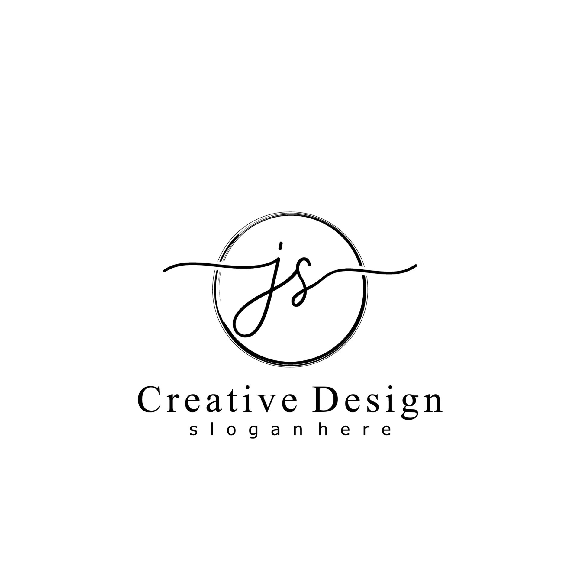 Initial JS handwriting logo with circle hand drawn template vector ...