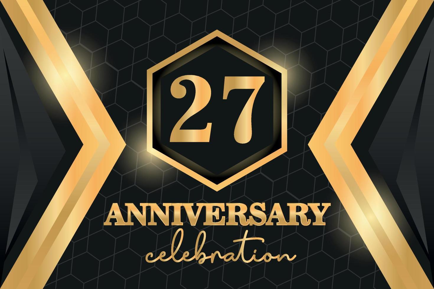 27 Years Anniversary Logo Golden Colored vector design on black ...