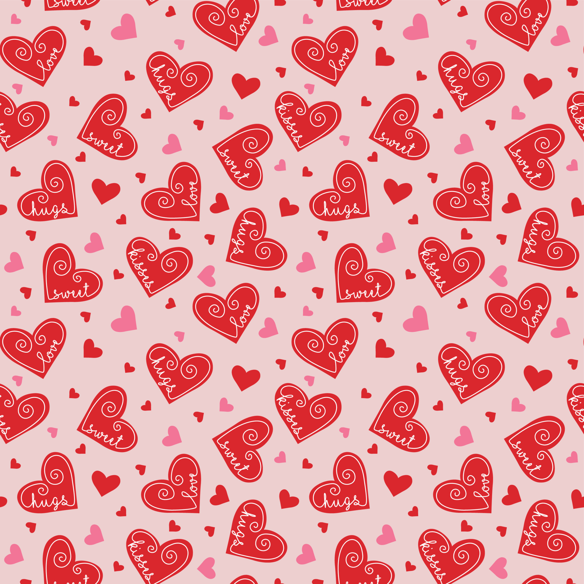 Seamless Pattern Of Valentines Wordings Hugs Kisses Love And Sweet 20637967 Vector Art At