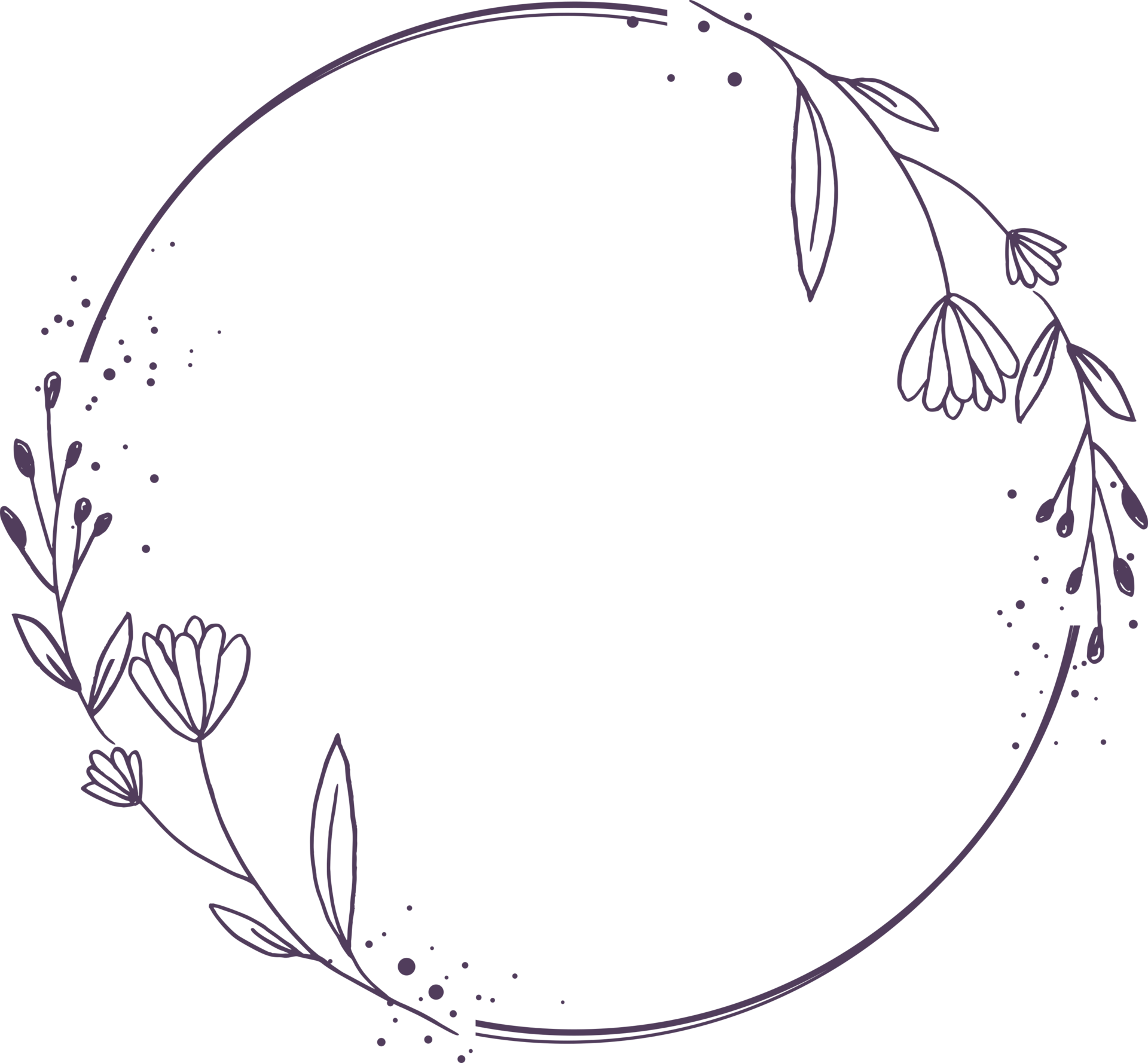 Minimalist floral frame with hand drawn leaf and shape simple floral ...