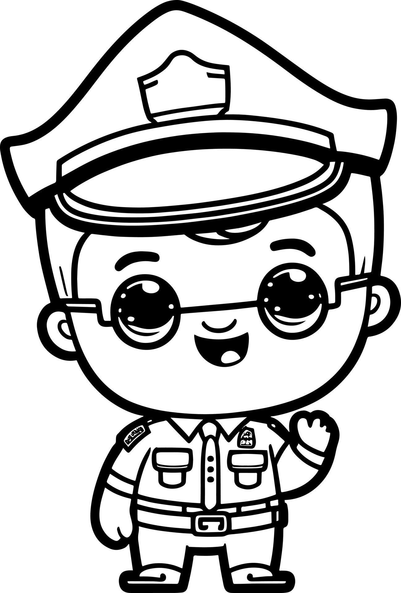 Cute Cartoon Cheerful Police Officer Svg Vector Graphic 20640104 Vector