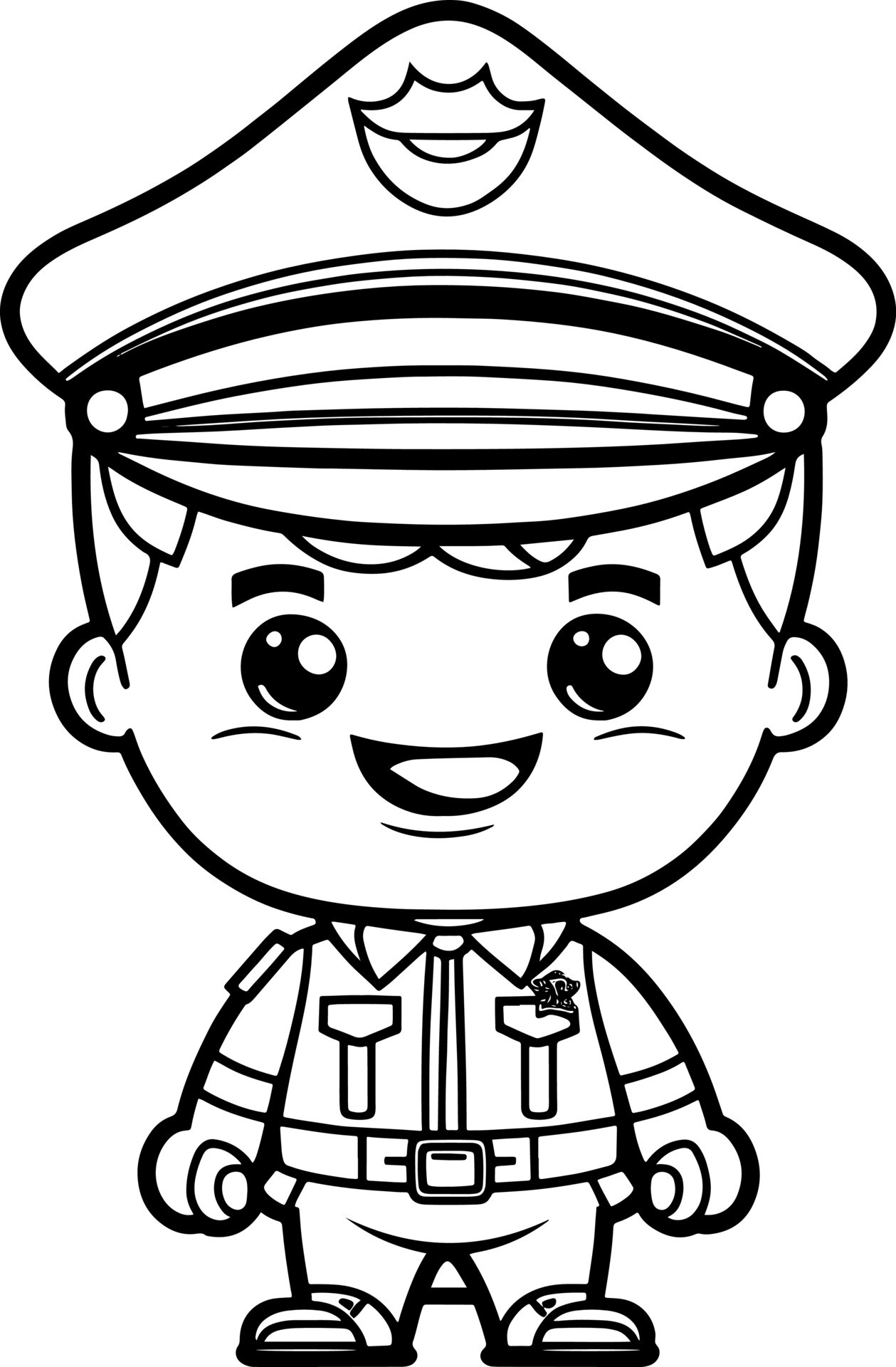 Cute Cartoon Cheerful Police Officer Svg Vector Graphic 20640107 Vector