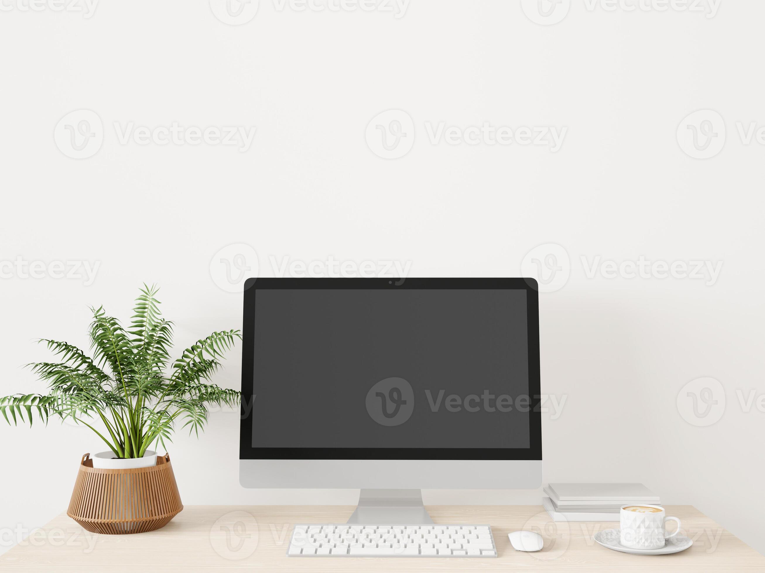 The computer sits on the desk. 20640822 Stock Photo at Vecteezy