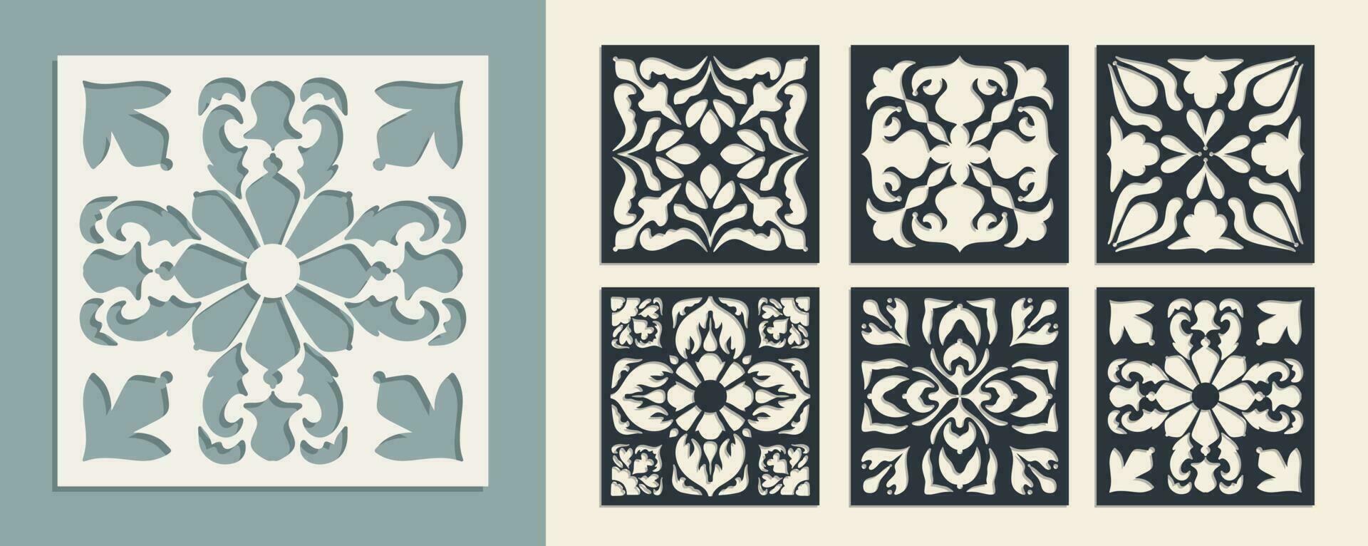 Big set of square Vintage Laser Cut pattern with baroque ornament ...
