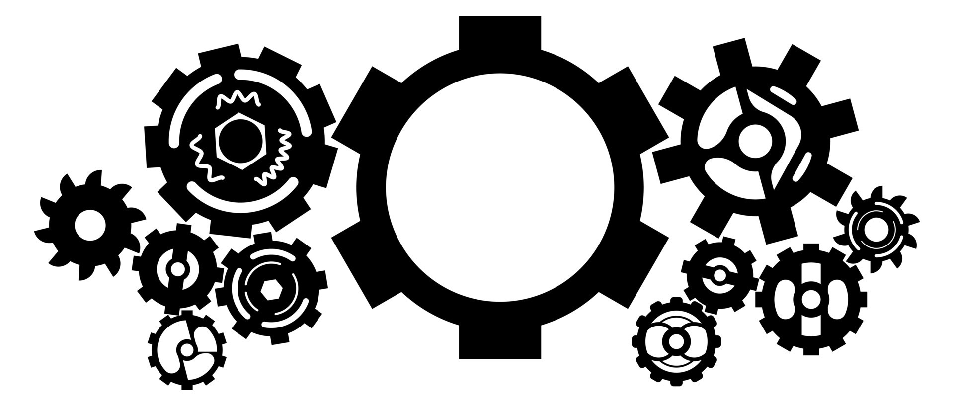 Modern Gears Set System Isolated On White Background With Different Size And Style Design