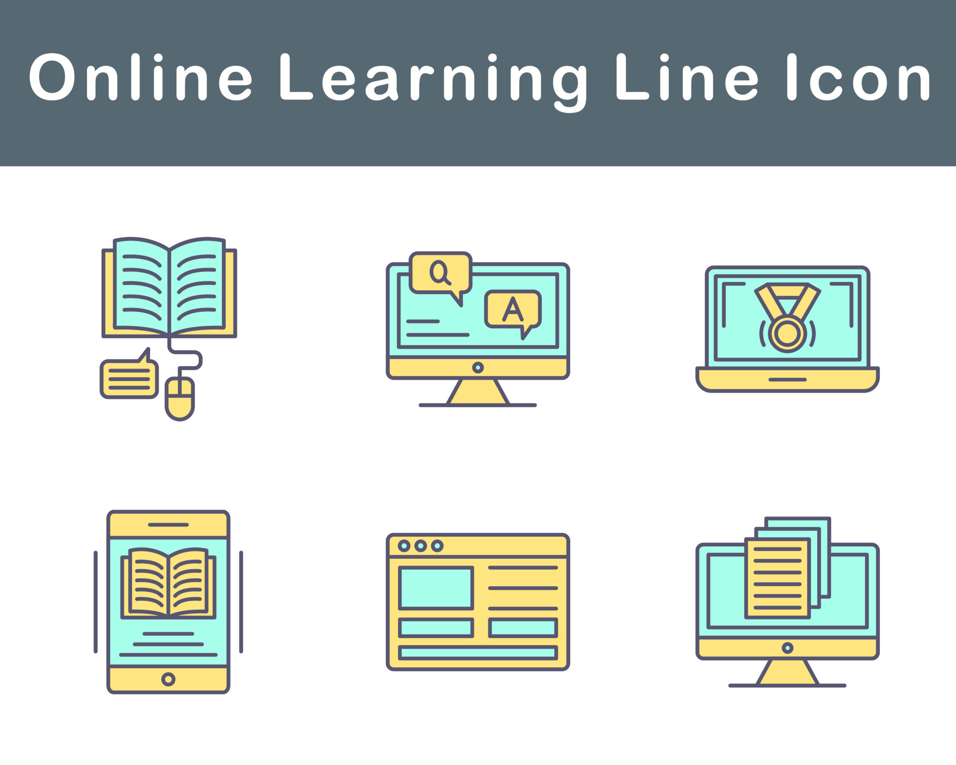 Online Learning Vector Icon Set 20643296 Vector Art at Vecteezy