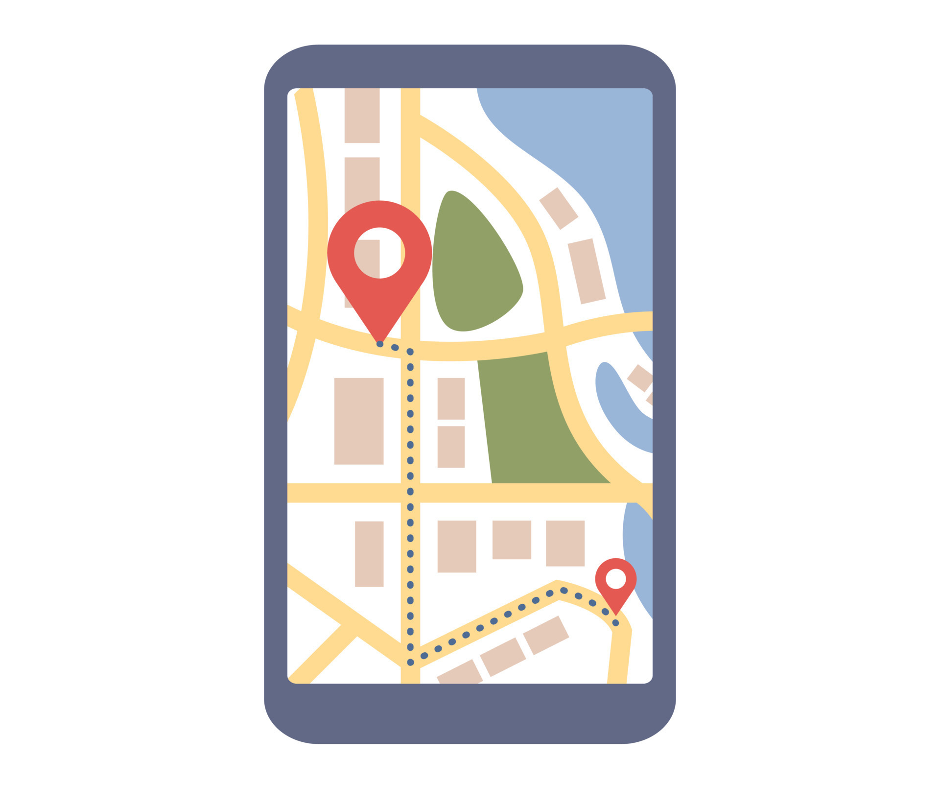 Map Gps Navigation Icon Smartphone App With Map And Red Pinpoint On