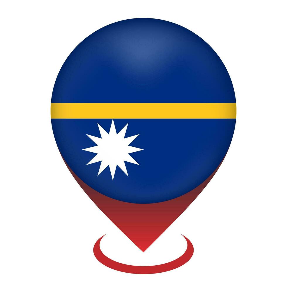 Map Pointer With Country Nauru Nauru Flag Vector Illustration