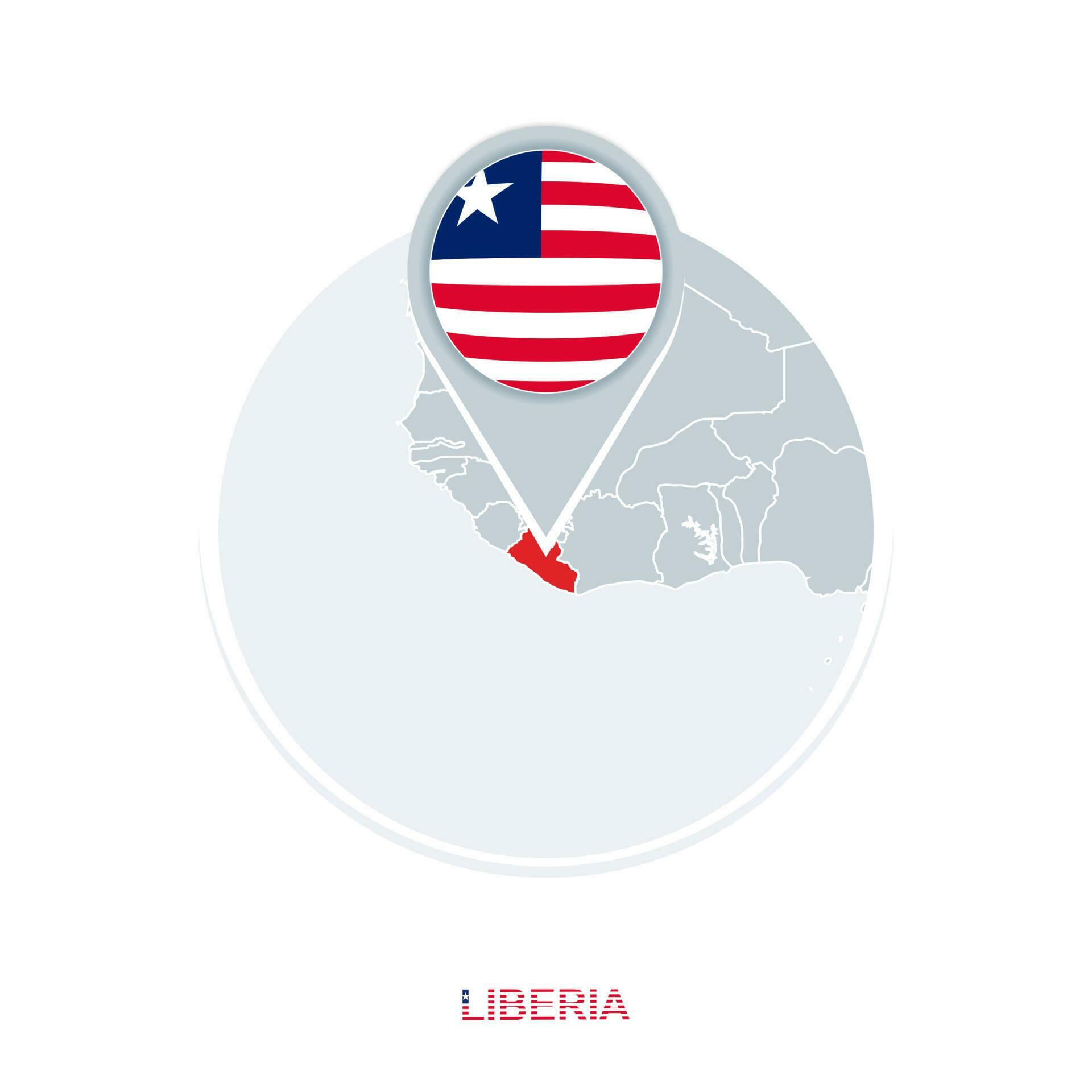 Liberia map and flag, vector map icon with highlighted Liberia 20648652 Vector Art at Vecteezy