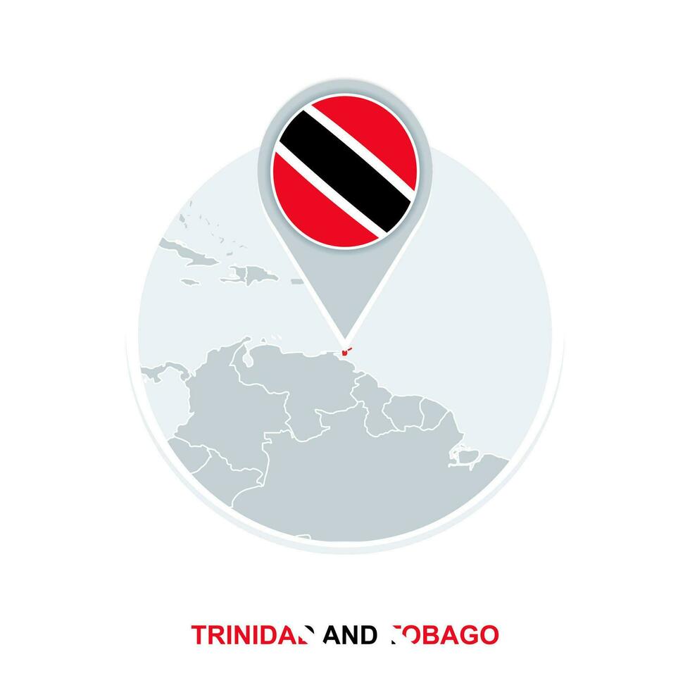 Trinidad and Tobago map and flag, vector map icon with highlighted ...