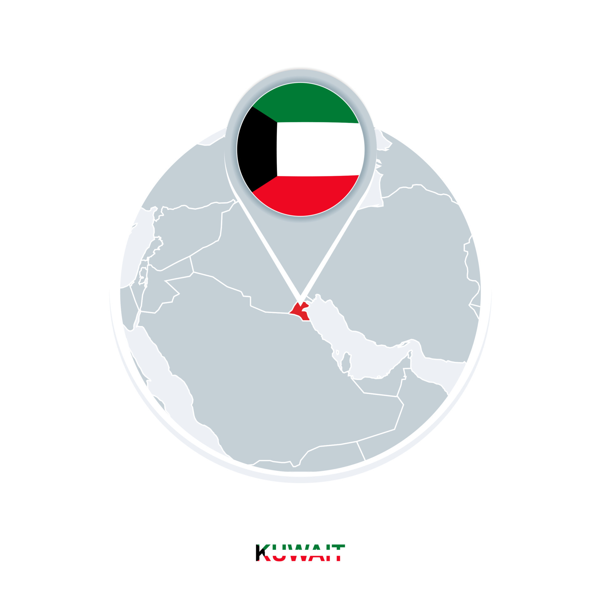 Kuwait map and flag, vector map icon with highlighted Kuwait 20648814 ...