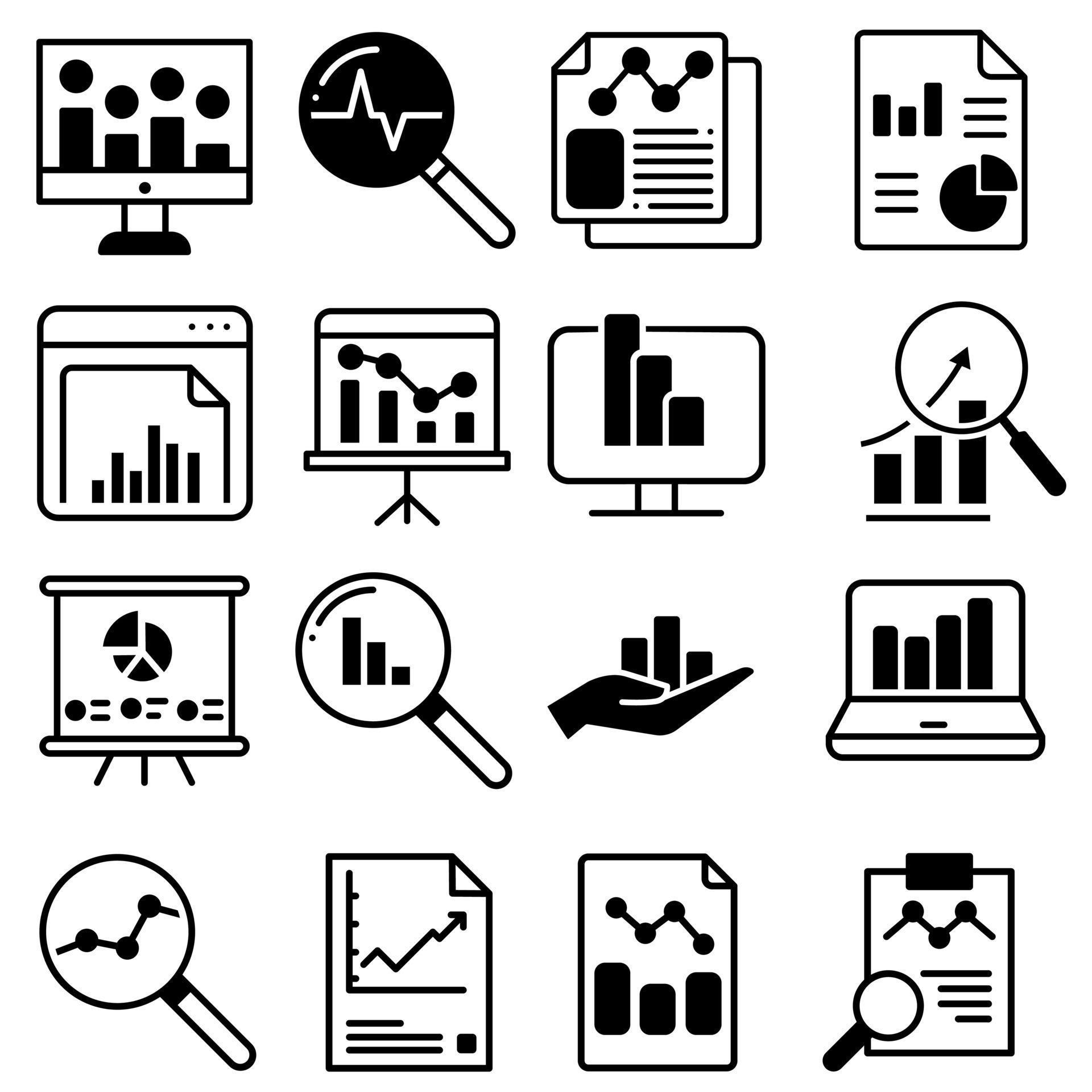 Data analysis icon vector set. profit graph illustration sign ...