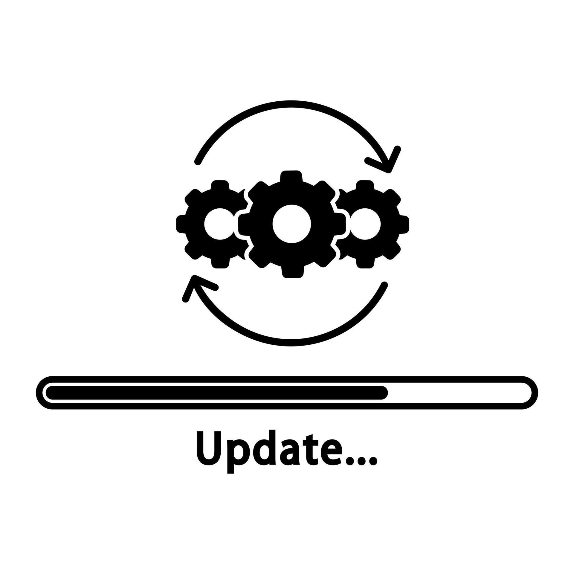 Loading process. Update system icon. Concept of upgrade application progress icon for graphic ...