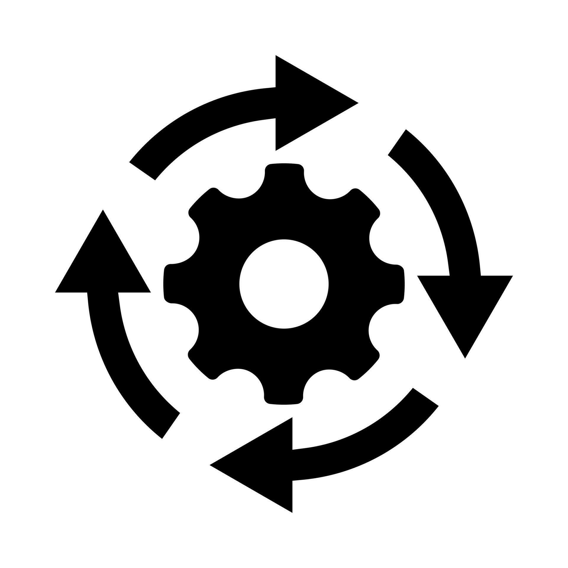 Workflow process icon in flat style. Gear cog wheel with arrows vector ...