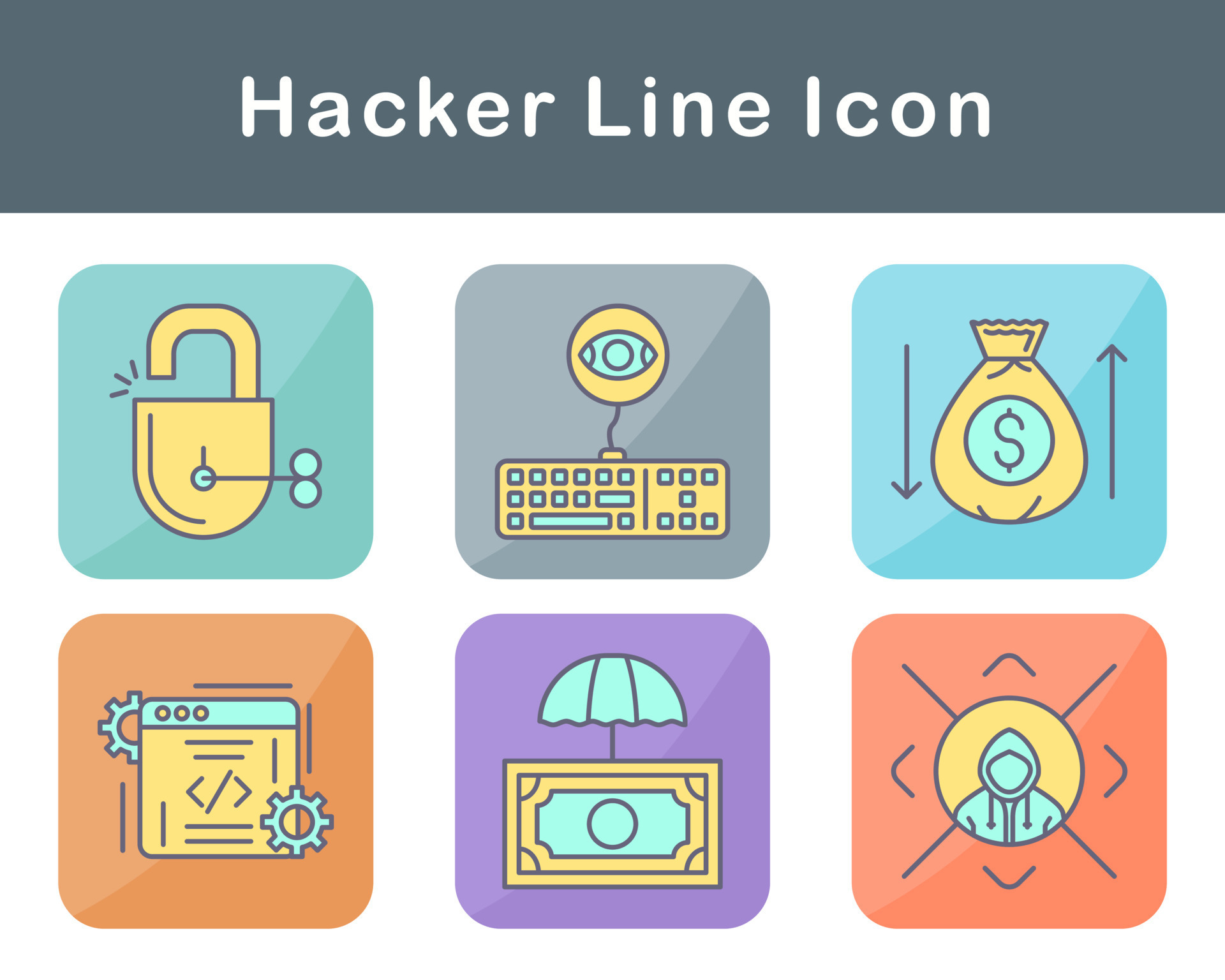 Hacker Vector Icon Set 20650751 Vector Art At Vecteezy