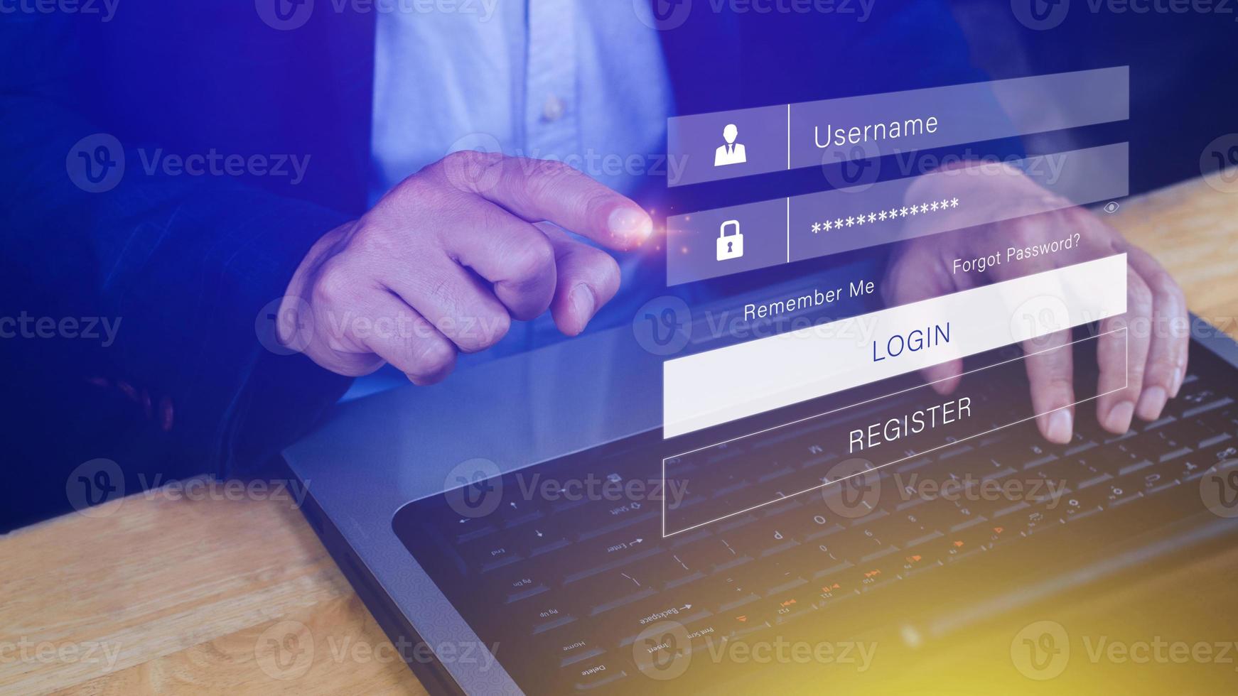 cyber security and Security password login online concept Hands typing and entering username and ...