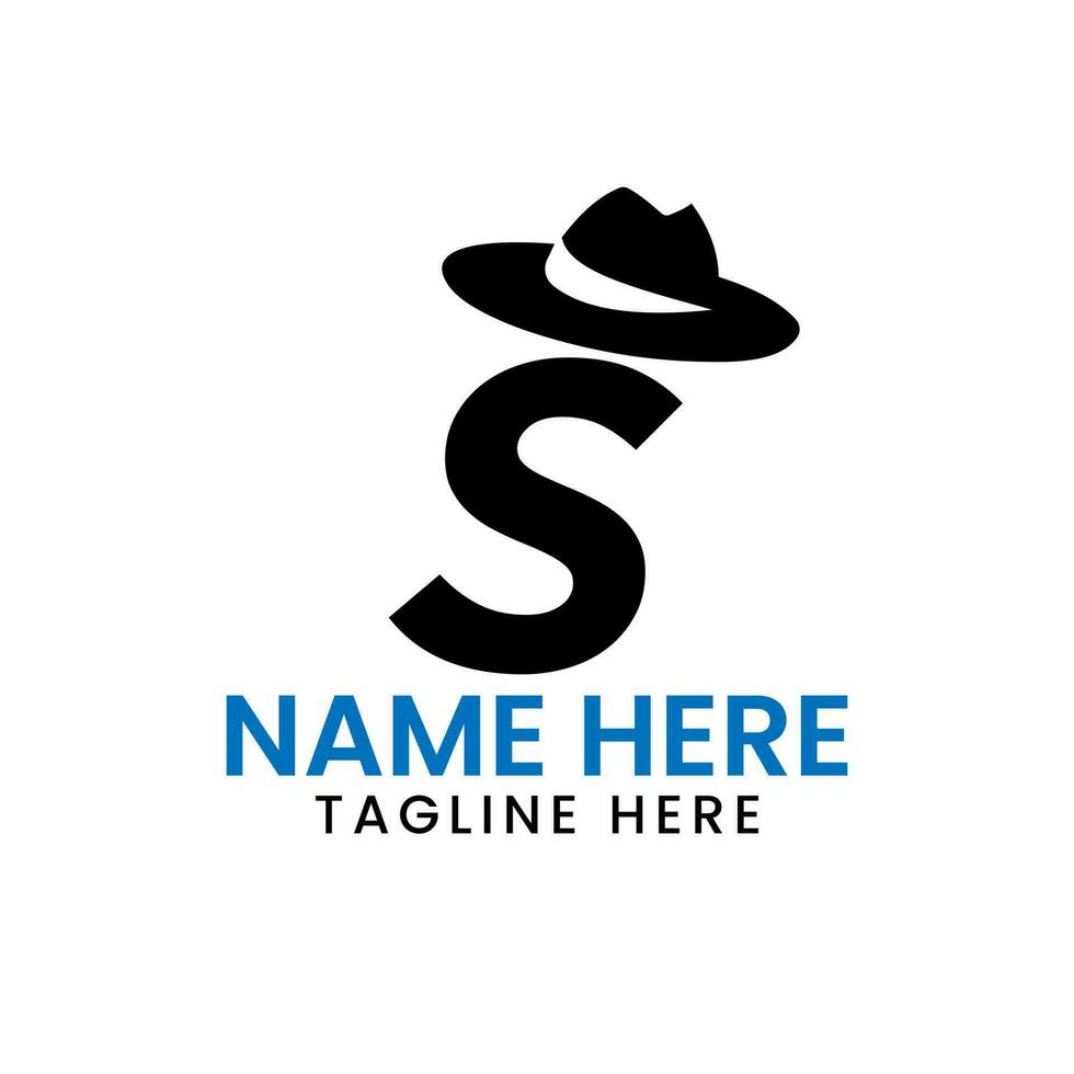 Letter S Gentlemen Hat Logo Design Concept With Cowboy Hat Icon letter-s-gentlemen-hat-logo-design-concept-with-cowboy-hat-icon