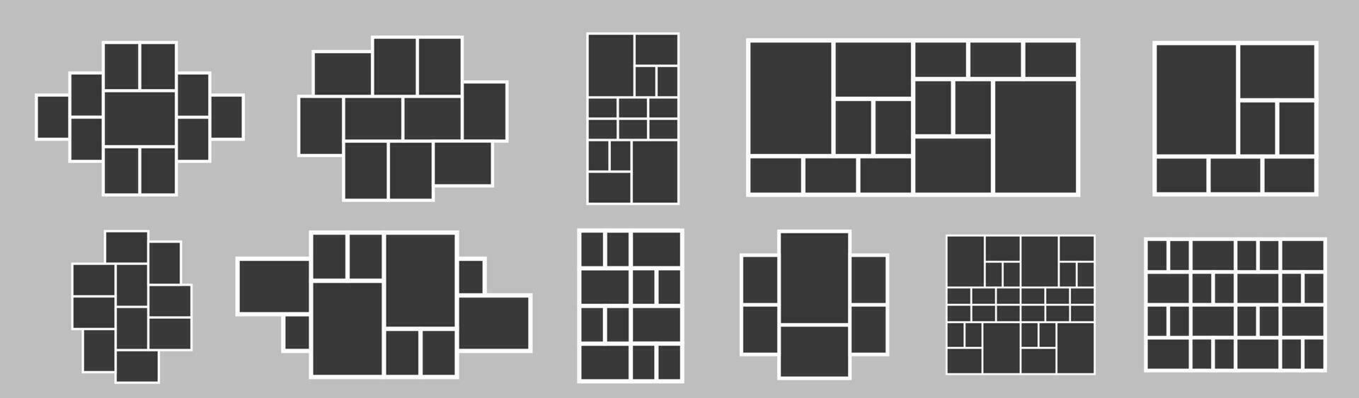 set of 11 blank college frame photo part or picture Vector mockup mega ...