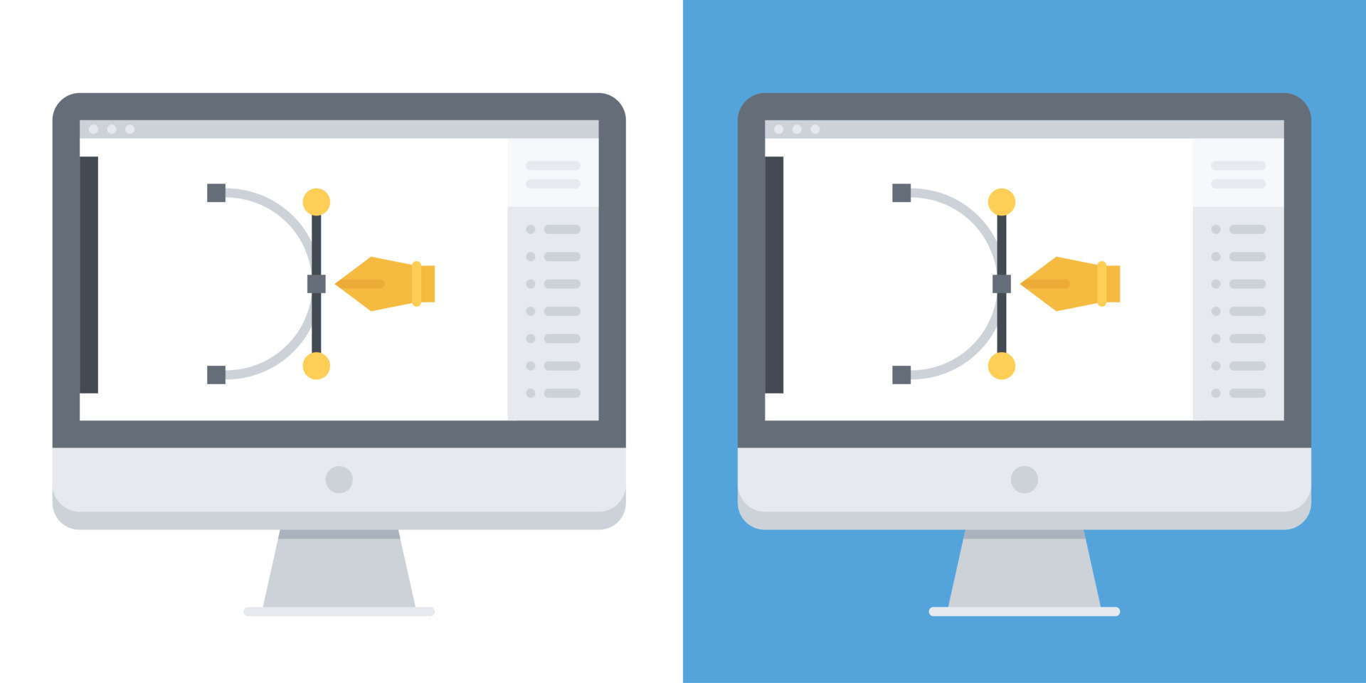 Flat vector design of web interface for drawing graphic elements with ...