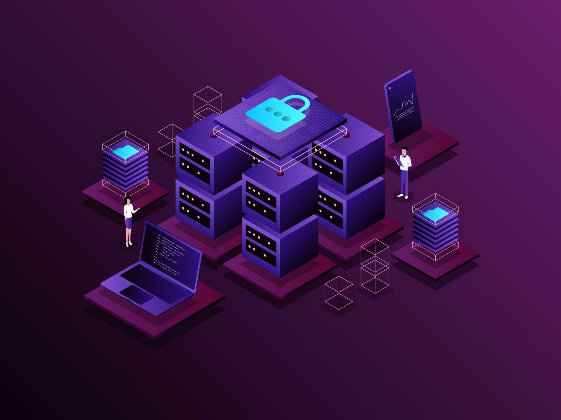 Database Isometric Illustration Dark Gradient. Suitable for Mobile App ...