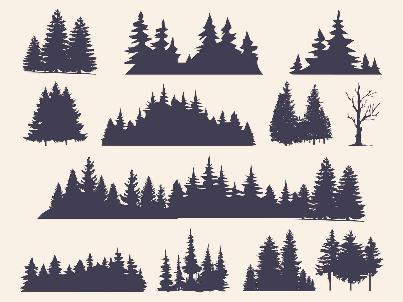 Pine tree silhouettes set 20675111 Vector Art at Vecteezy