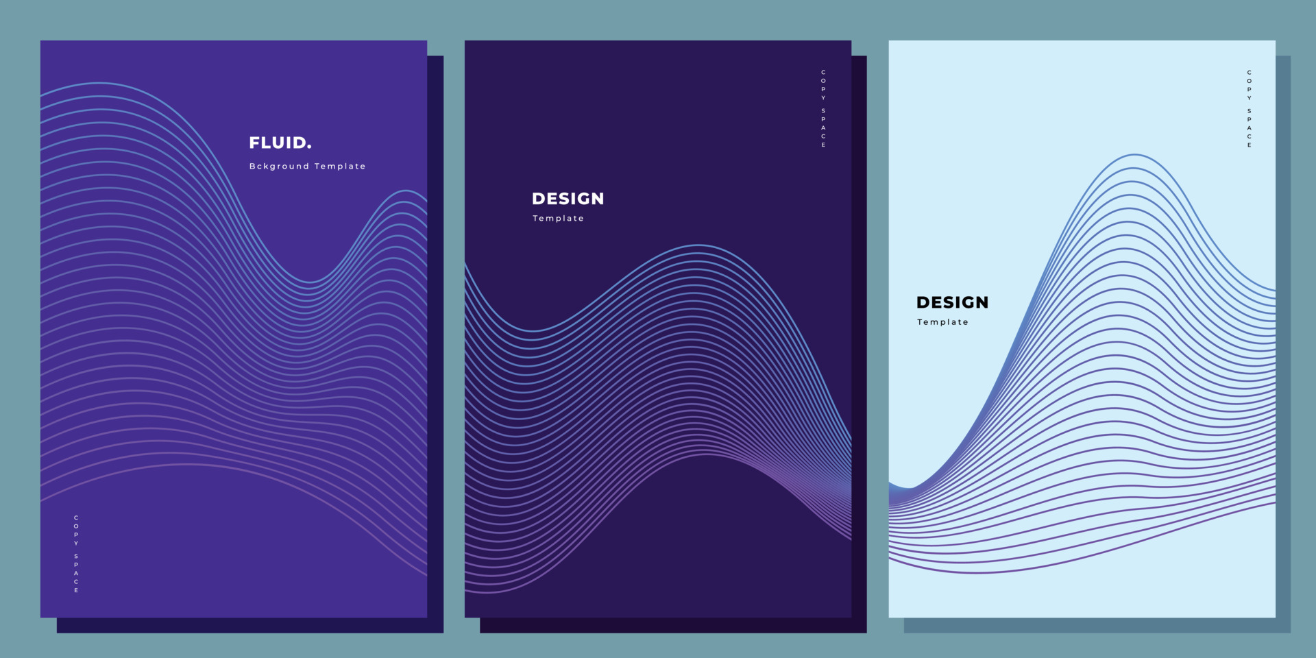 Dynamic Fluid Wave Lines Background Design Set For Copy Space Brochure