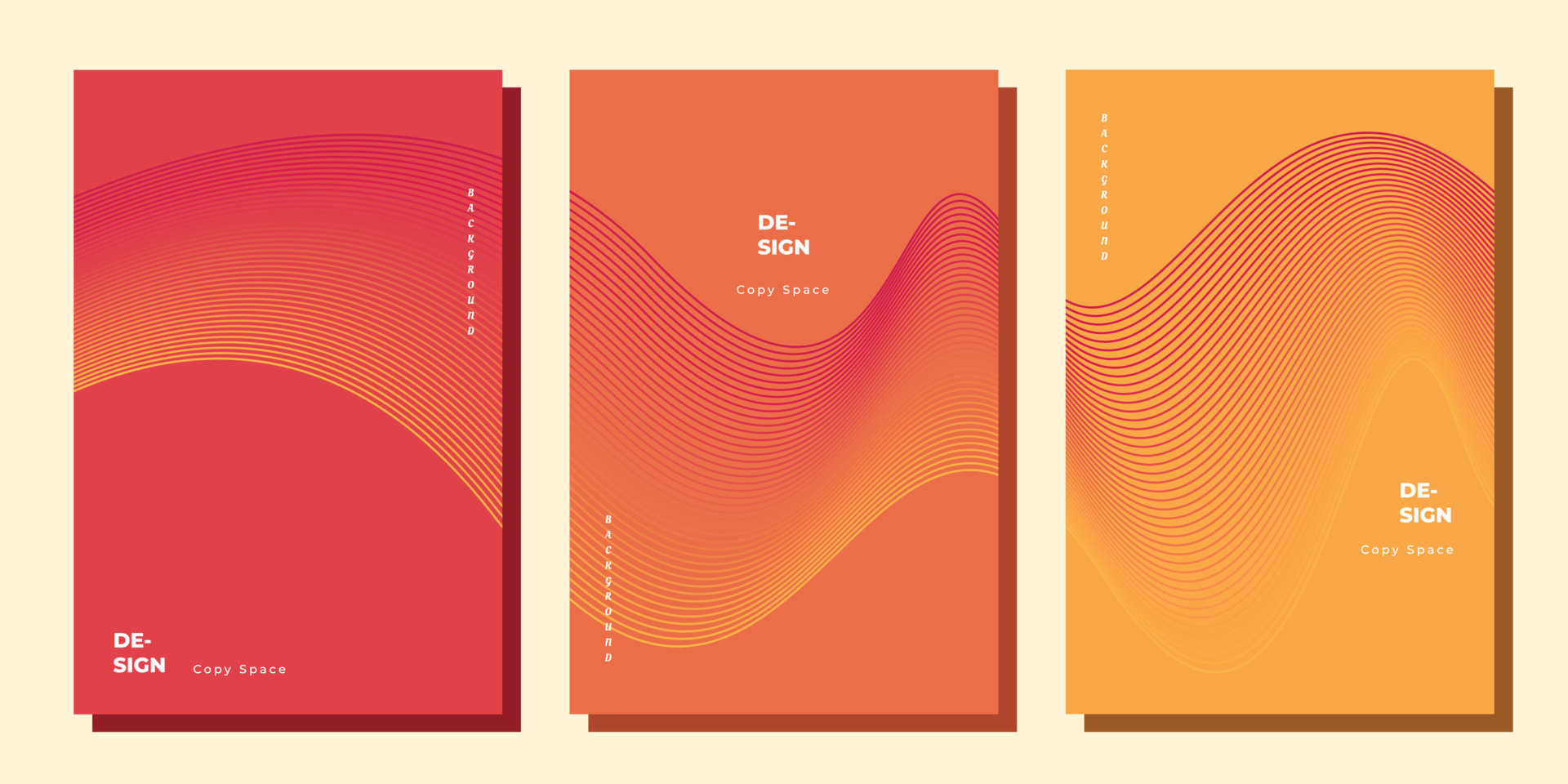 Dynamic Wave Lines Background Design Set For Copy Space Brochure