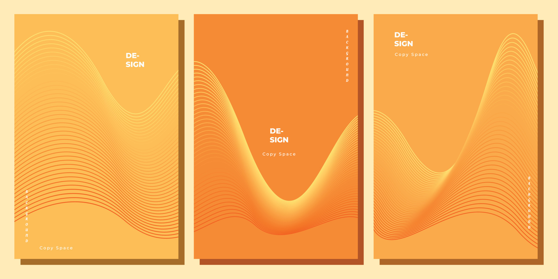Dynamic Wave Lines Background Design Set For Copy Space Brochure