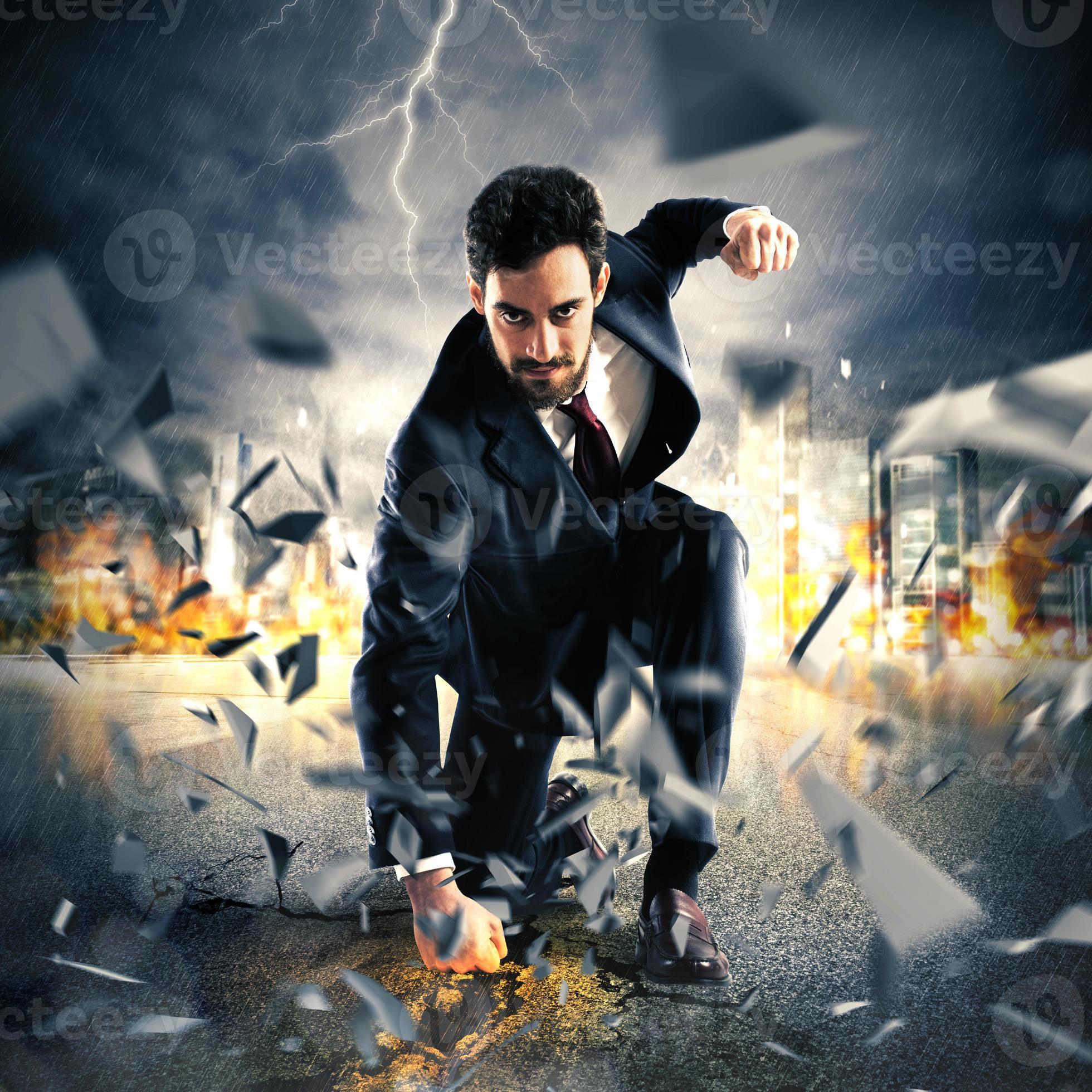 Powerful businessman as a super hero 20682329 Stock Photo at Vecteezy