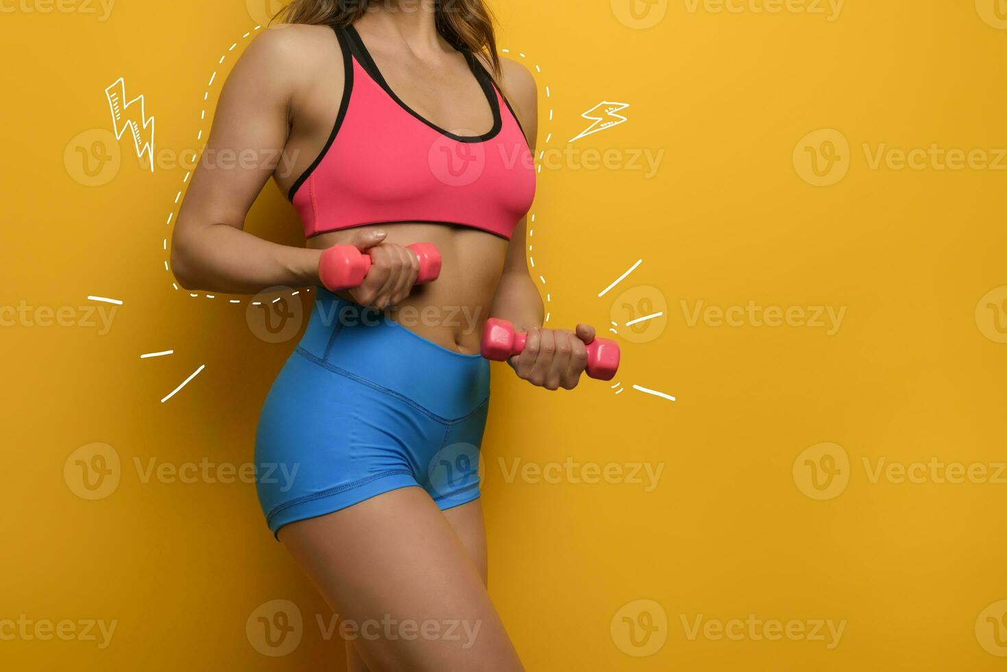 Girl trains with handlebars. yellow color background 20682650 Stock ... Girl trains with handlebars. yellow color background 20682650 Stock ...