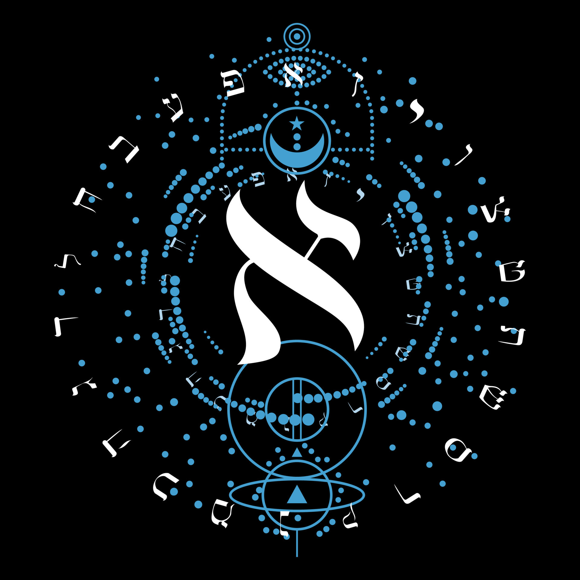 vector ilustración de el hebreo alfabeto en circular diseño. hebreo letra llamado aleph grande y ...