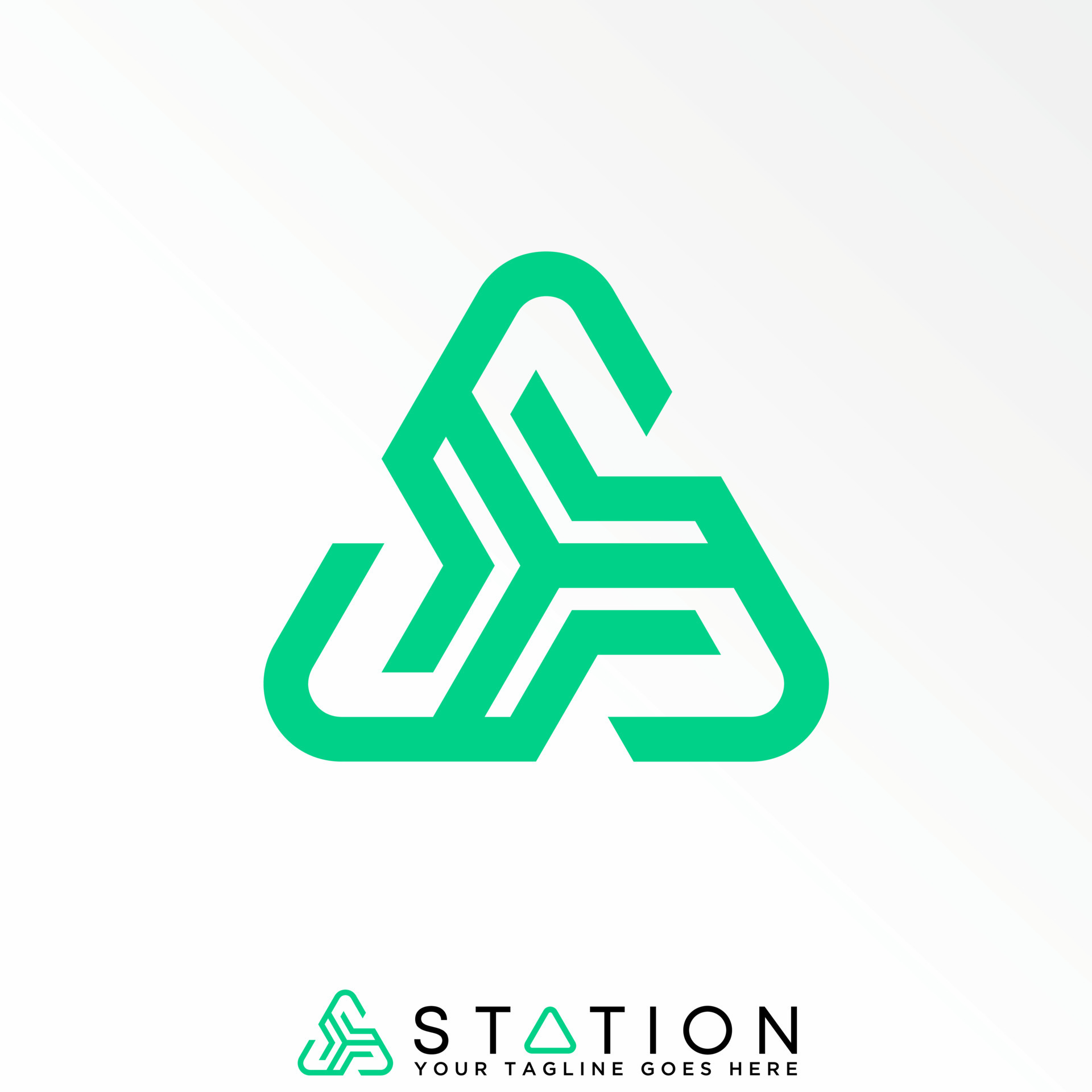 Unique letter or word three S line font in triangle around image graphic icon logo design ...