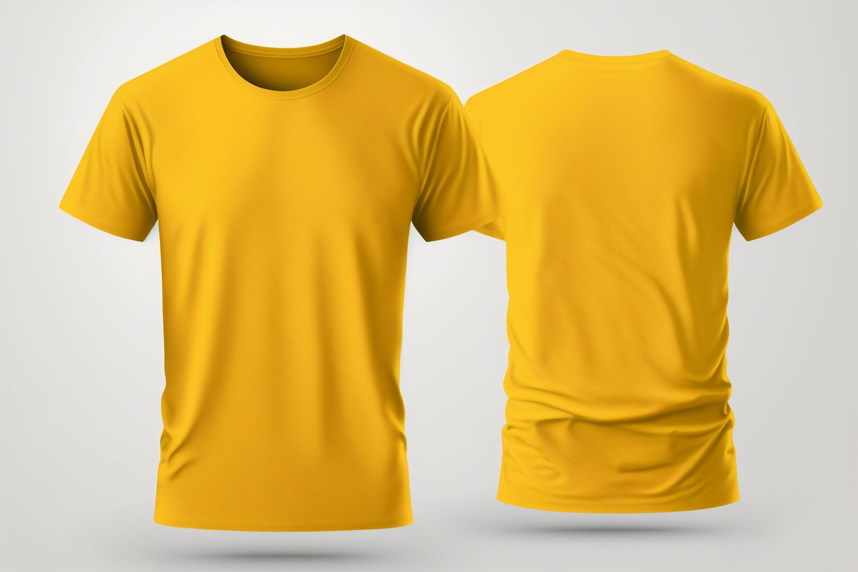 Mockup of a blank royal yellow tshirt front and back isolated on white ... Mockup of a blank royal yellow tshirt front and back isolated on white ...