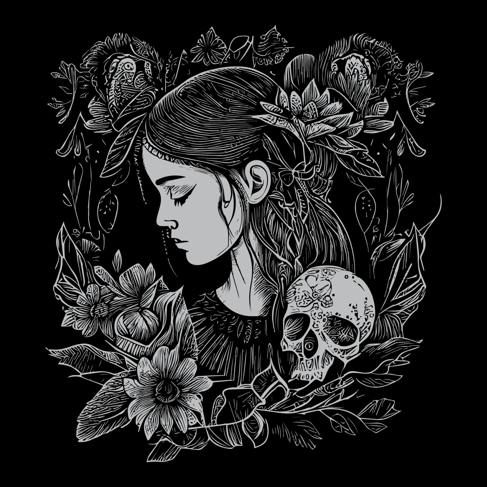 sad beautiful girl illustration depicts a young woman with a ...