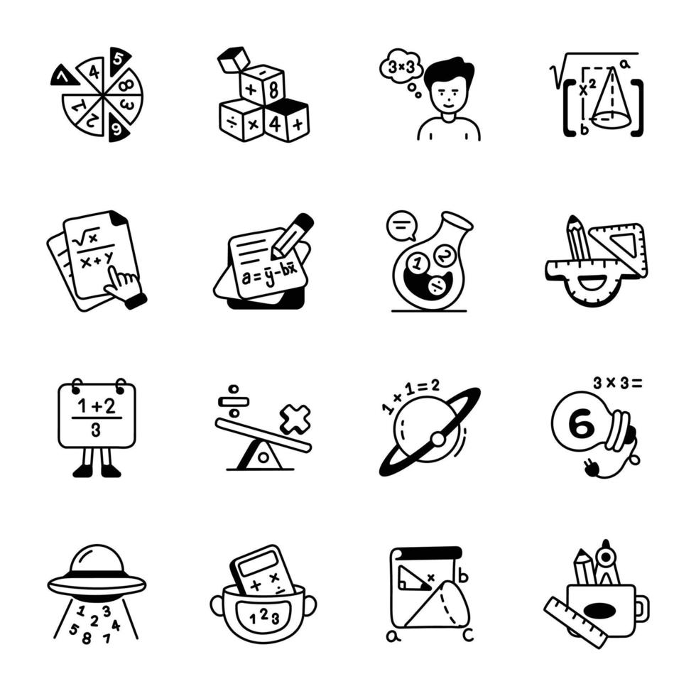 Set of Mathematical Problem Solving Doodles 20698087 Vector Art at Vecteezy