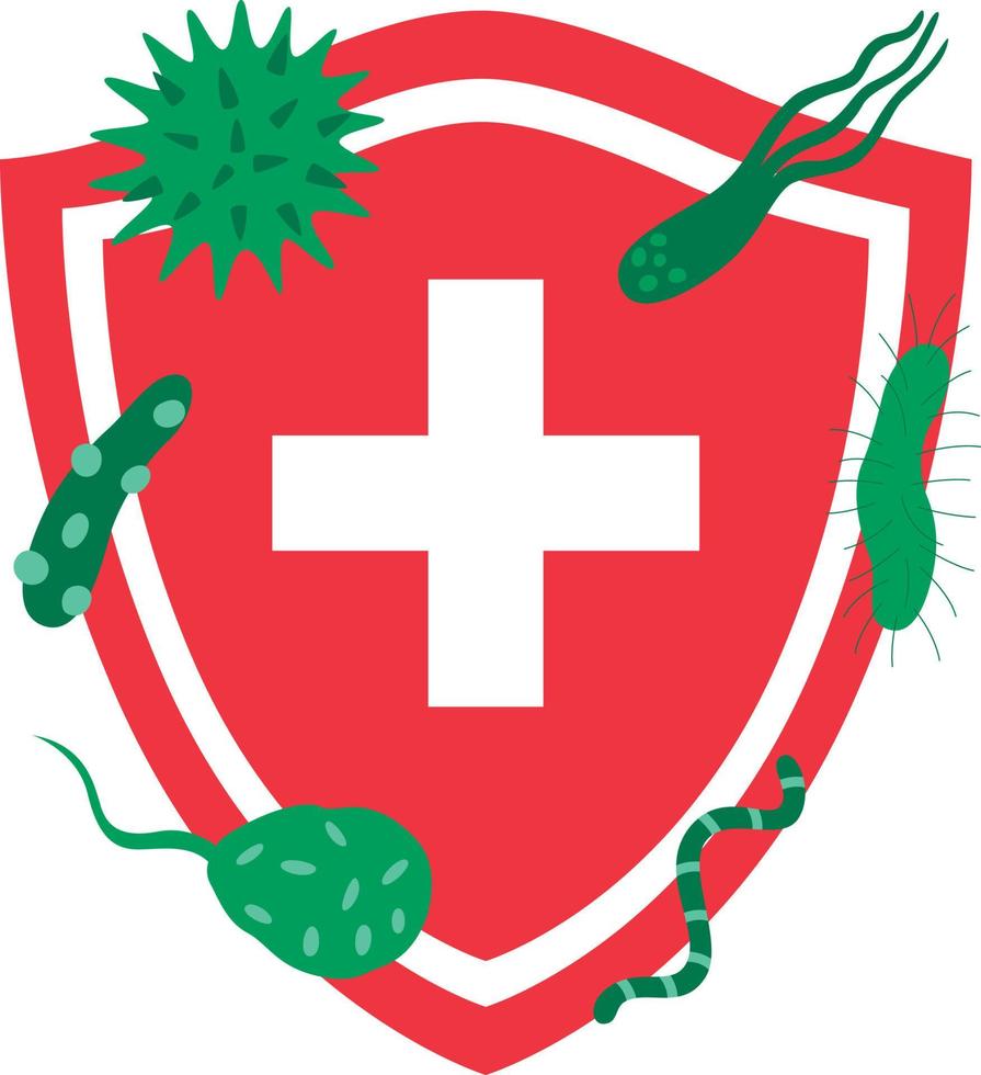 Immune System Concept With Medical Shield Bacterial And Virus Defense
