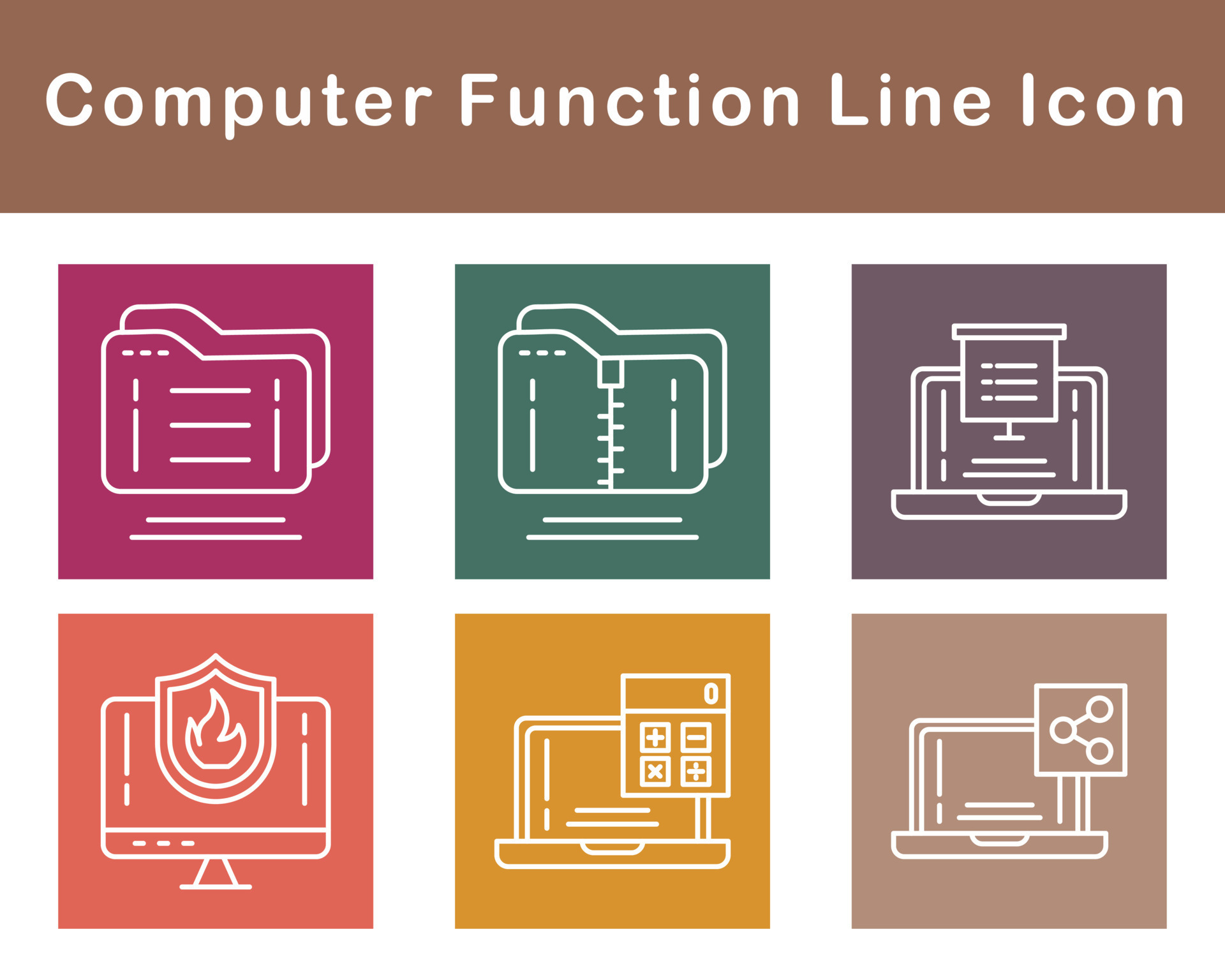 computadora función vector icono conjunto 20702680 Vector en Vecteezy