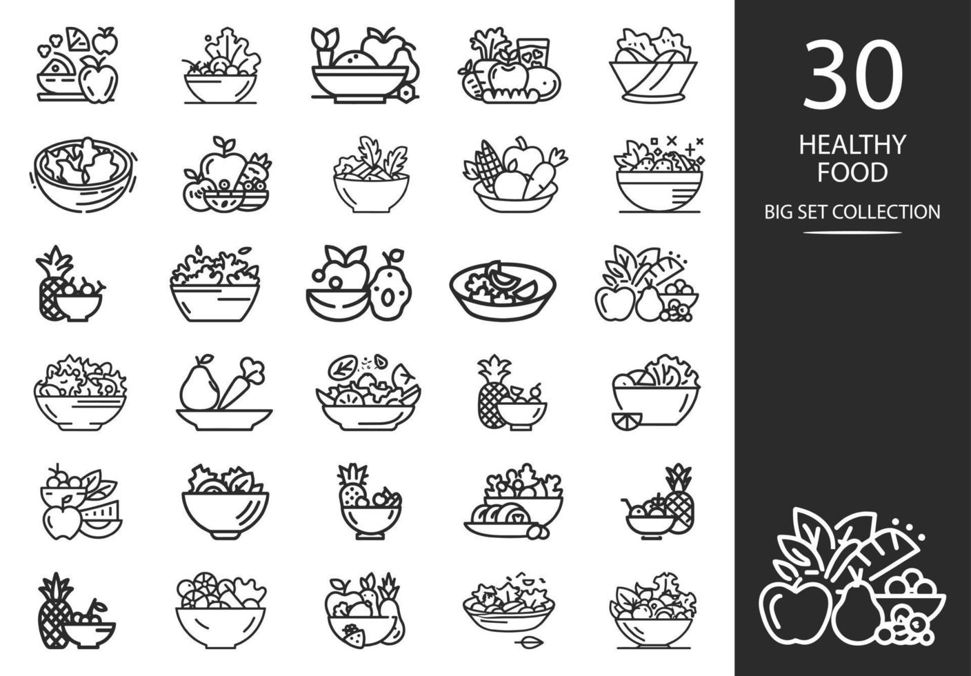 Vector set of icons on the theme of healthy food. 20707130 Vector Art ...