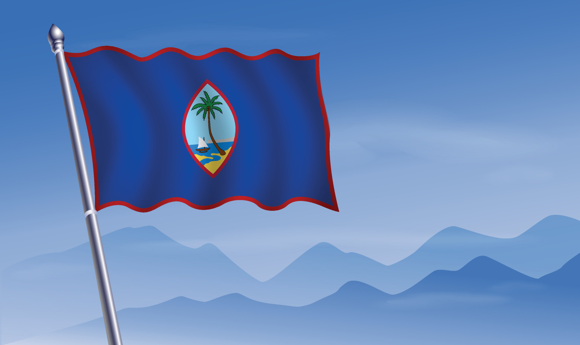 Guam flag with background of mountains and sky 20712161 Vector Art at ...