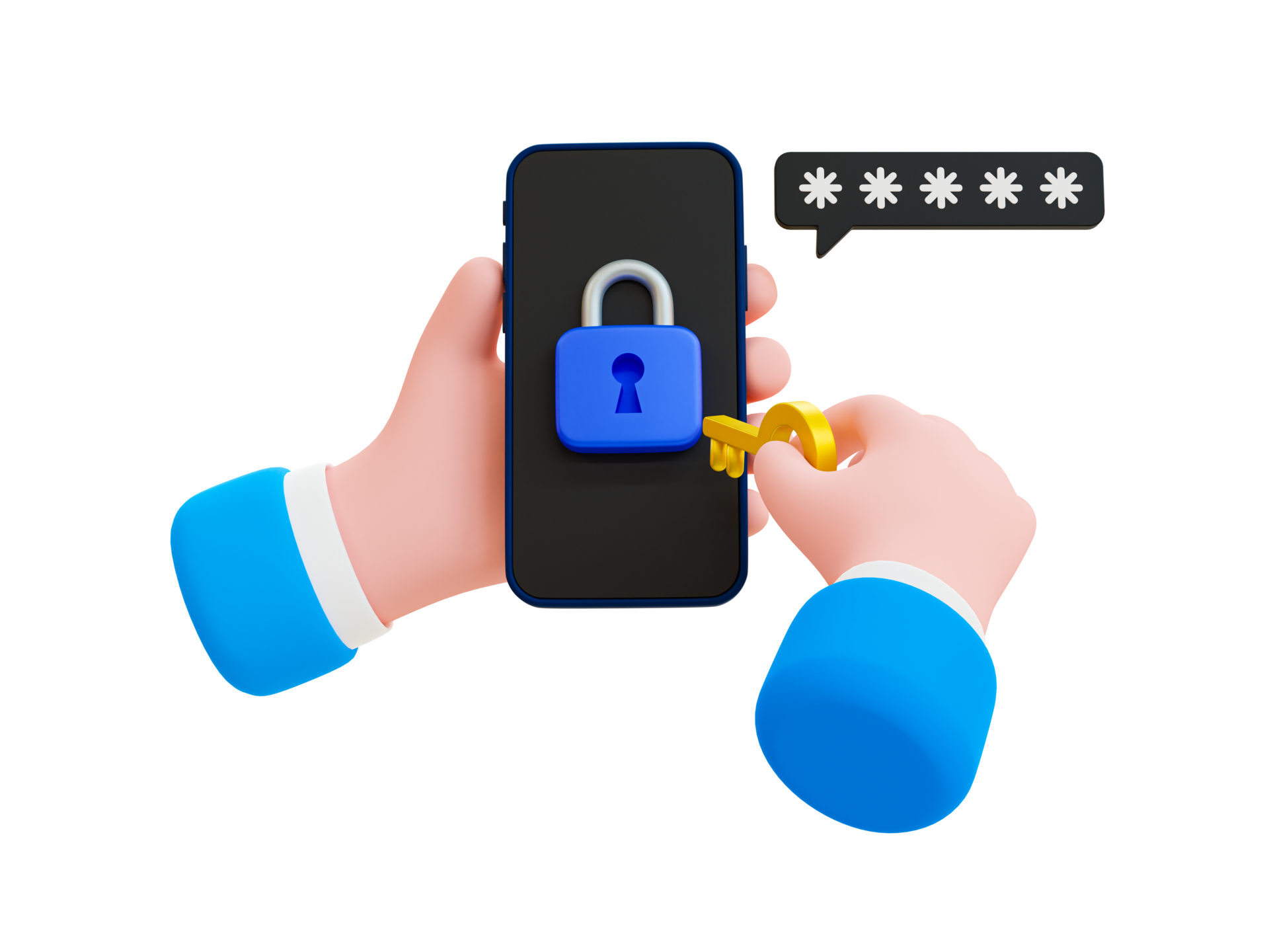 3d Cartoon Password Verification Password Authentication Concept